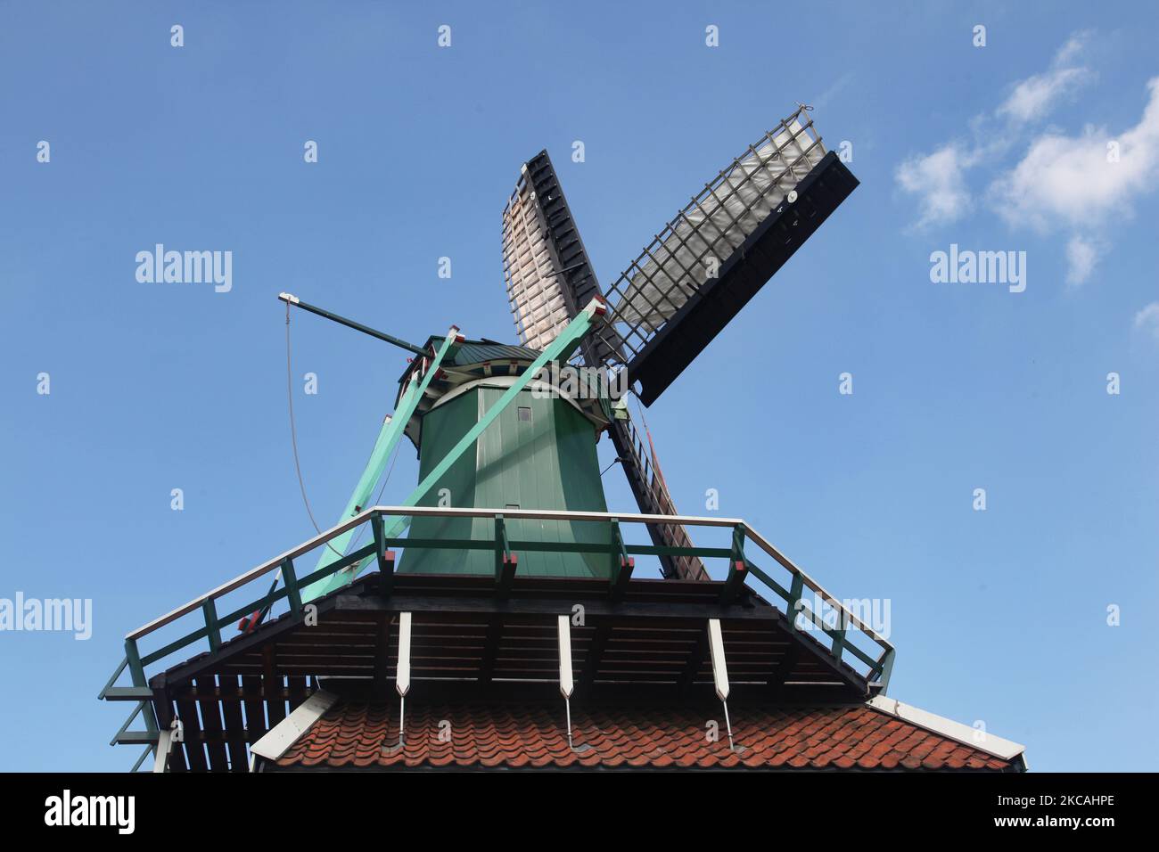 Windmill in the small town of Zaanse Schans, Holland, Netherlands ...