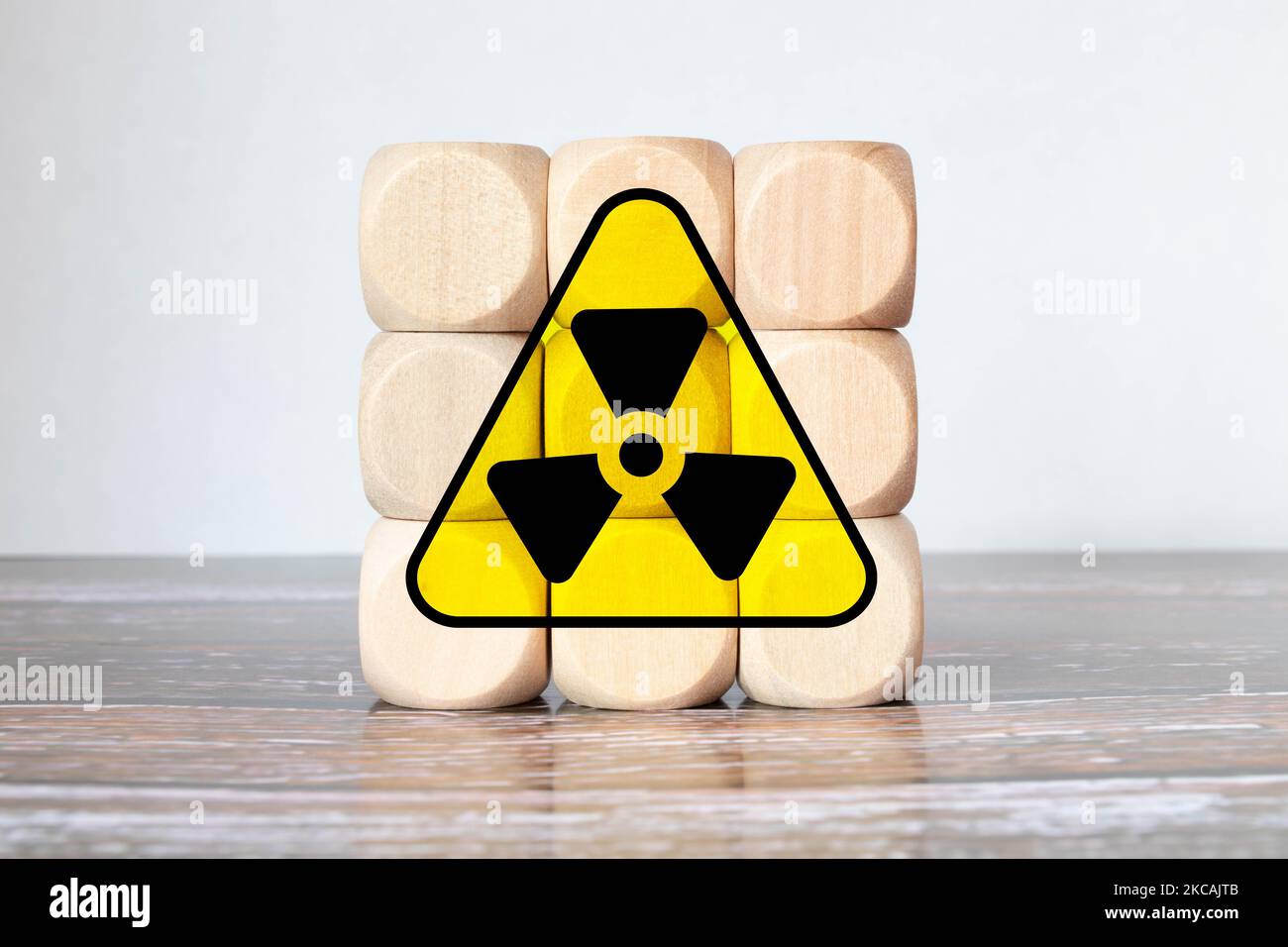 Radioactive ionizing radiation danger symbol painted on the old massive ...