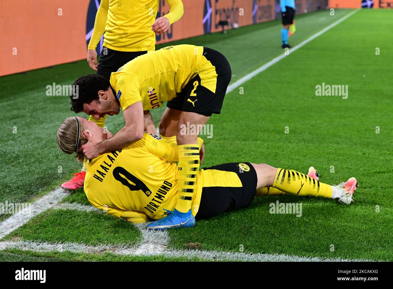 Erling Haaland Of Borussia Dortmund Celebrate A Goal During The UEFA