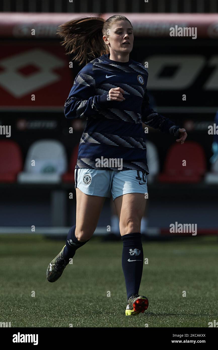 Maren Mjelde (Norway) of Chelsea FC during the warm-up before the Women ...