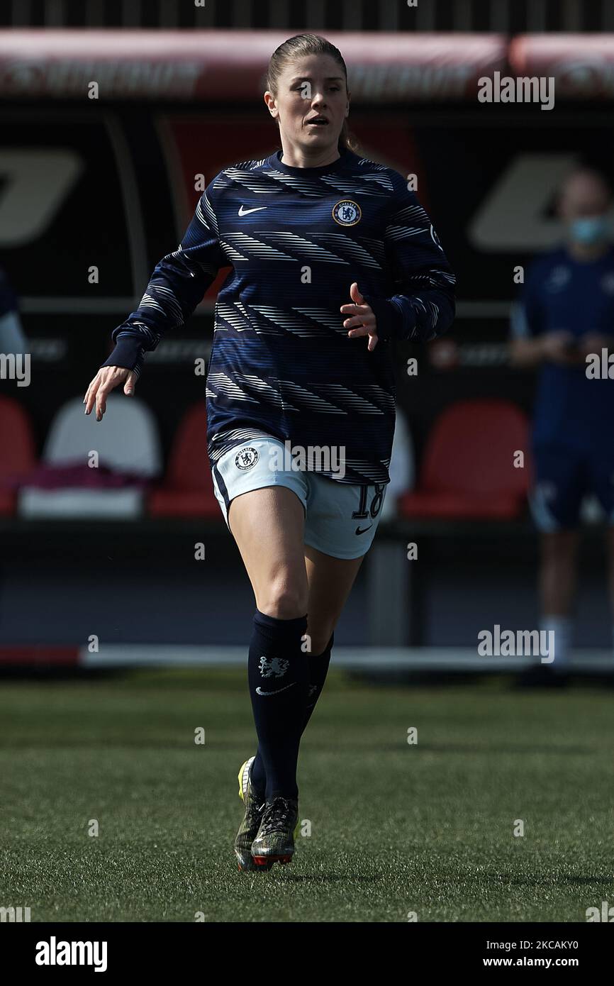 Maren Mjelde (Norway) of Chelsea FC during the warm-up before the Women ...