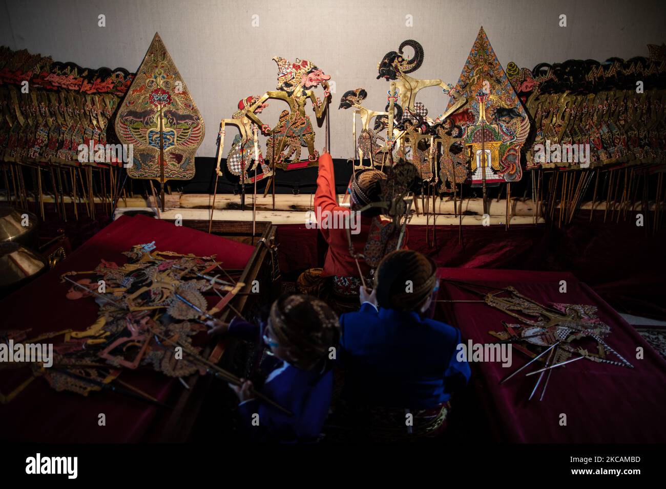 Children learn and practice puppets at the Nirmala Sari shadow puppet ...