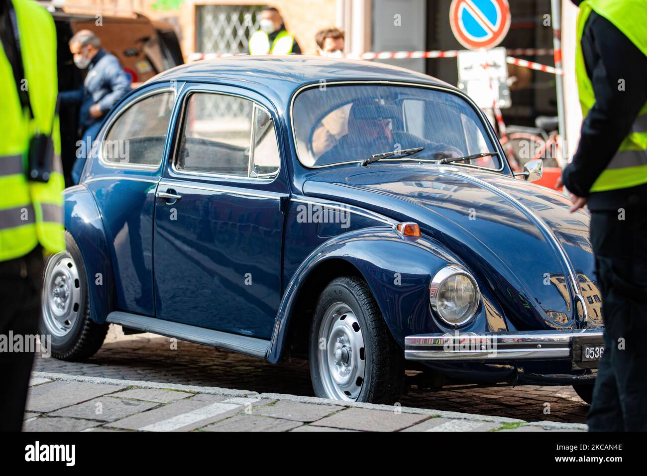 General view of House of Gucci movie set on March 10, 2021 in Milan ...