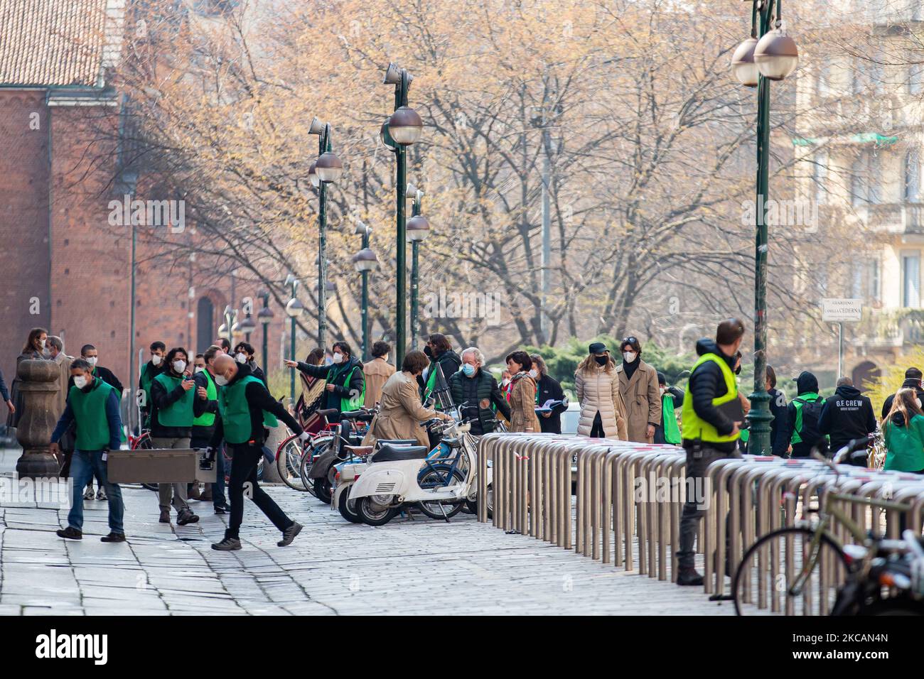 Lady Gaga, Adam Driver and Ridley Scott are seen on the House of Gucci ...