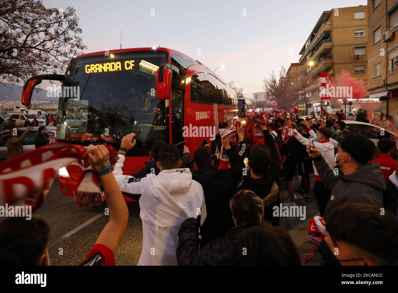 Granada CF fans receive the team during the UEFA Europa League Round of ...