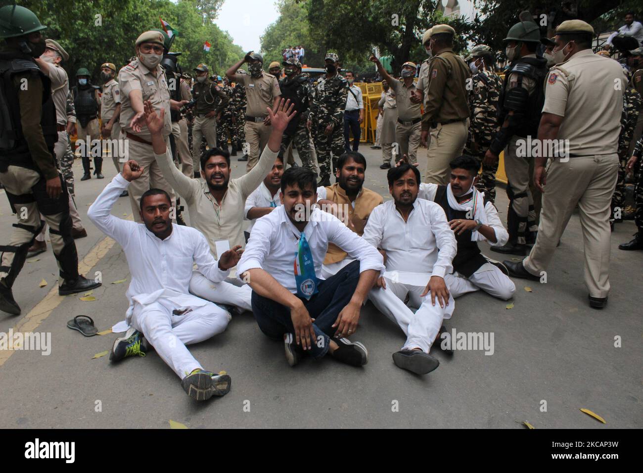 Members of National Students Union of India (NSUI), the student body of ...
