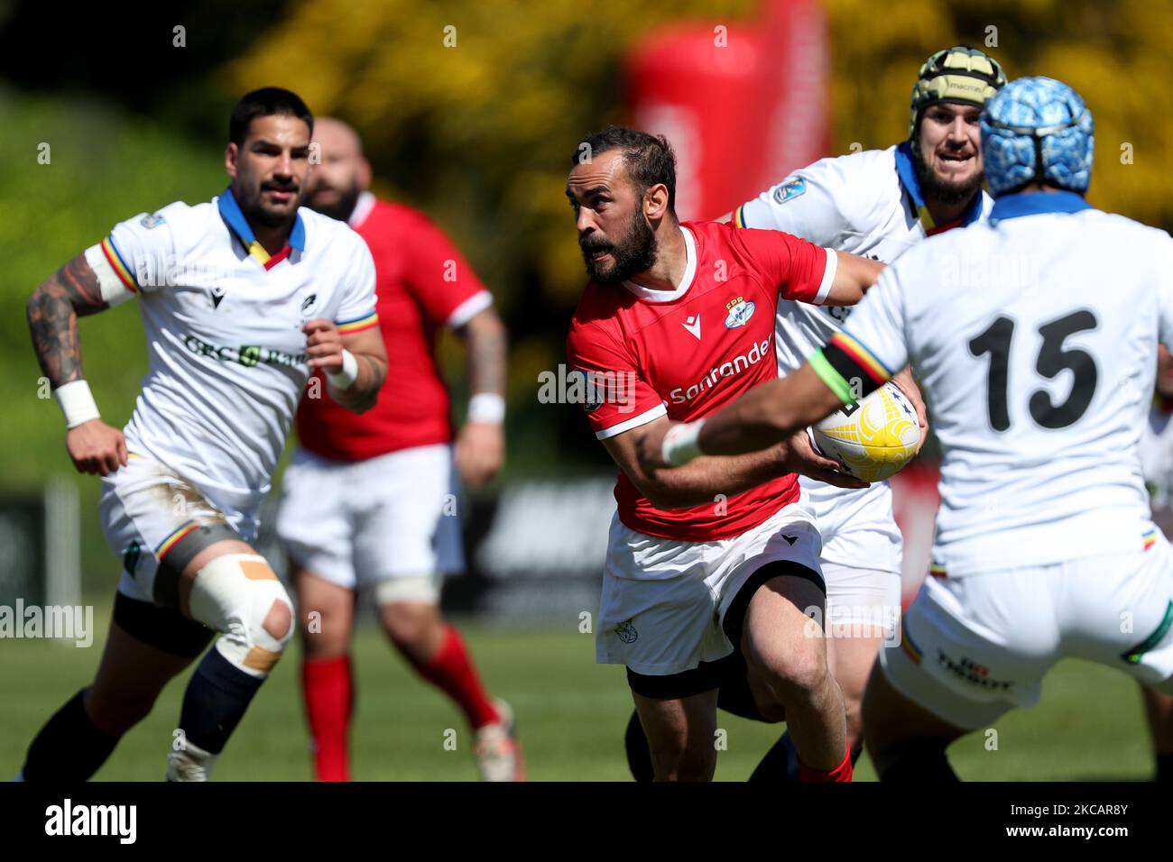 Samuel Marques of Portugal (C ) in action during the Rugby Europe ...