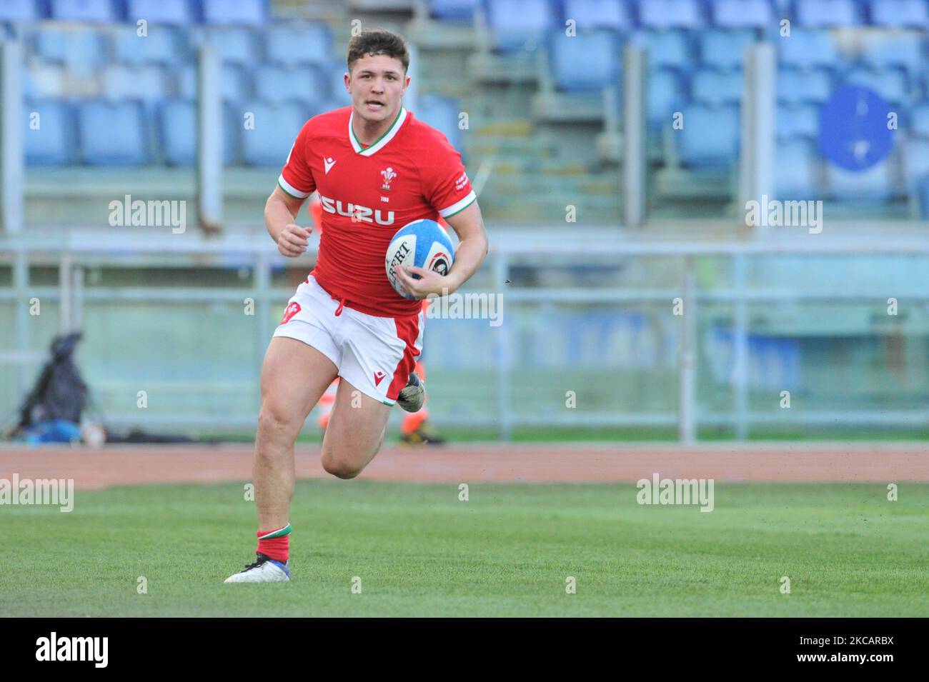 Callum Sheedy of Wales scoring a try during the 2021 Guinness Six ...