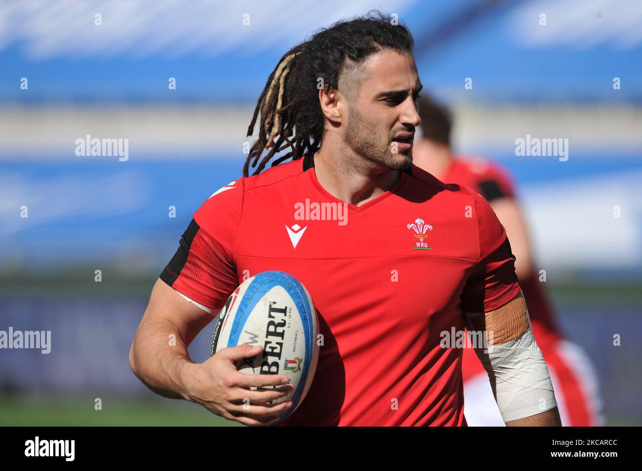 Man of the match Josh Navidi of Wales during warm up before the 2021 ...
