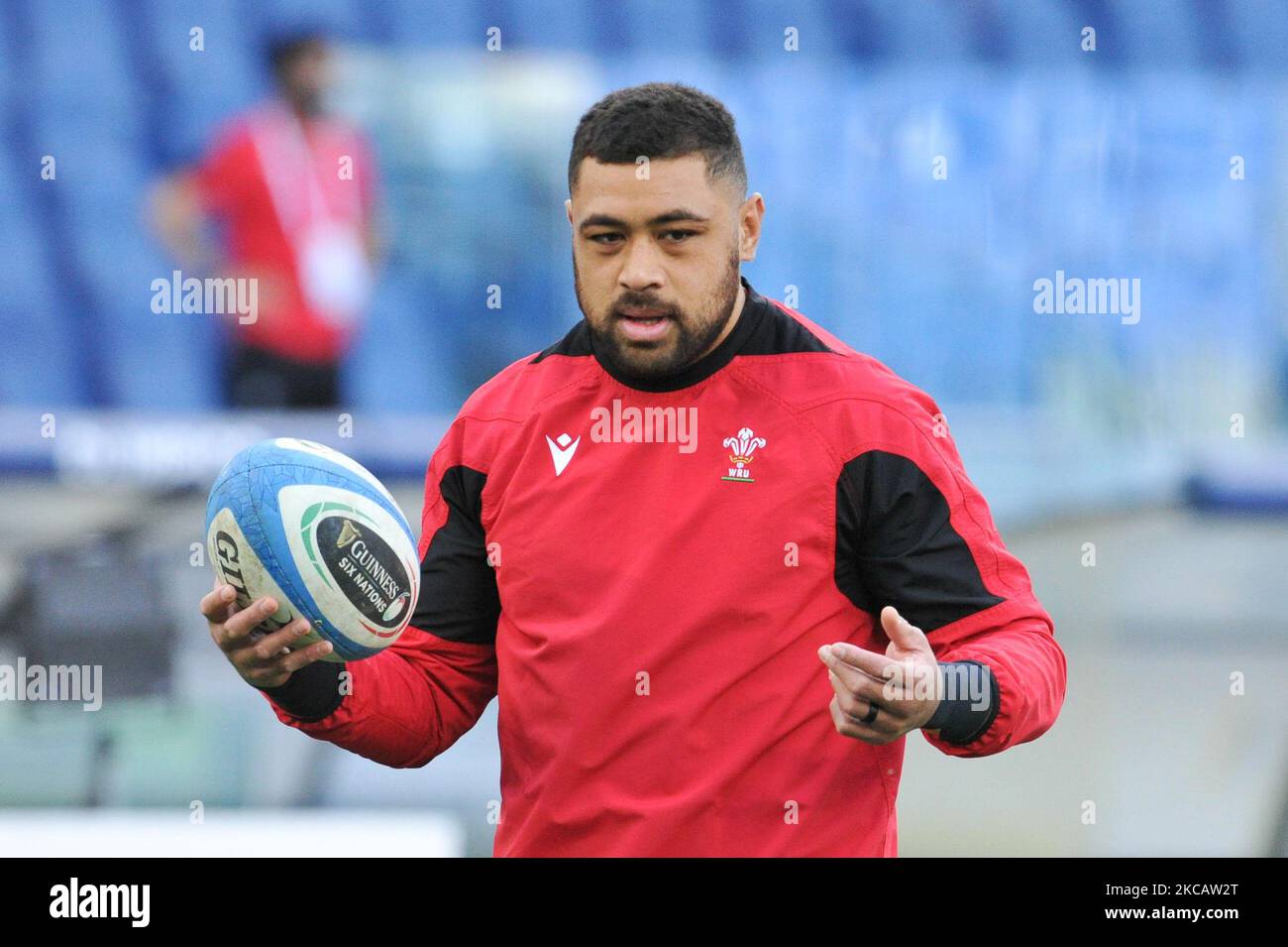 Taulupe “Toby” Faletau of Wales during warm up before the 2021 Guinness ...
