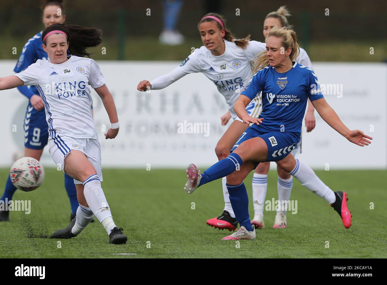 Beth Hepple of Durham Women shoots at goal during the FA Women's ...