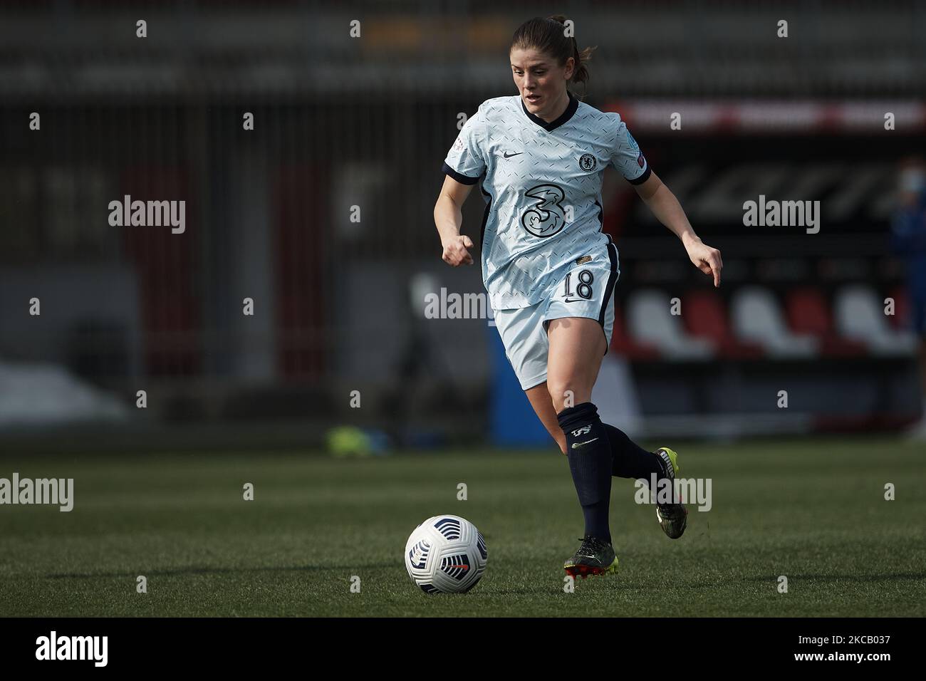 Maren Mjelde (Norway) of Chelsea FC controls the ball during the Women ...