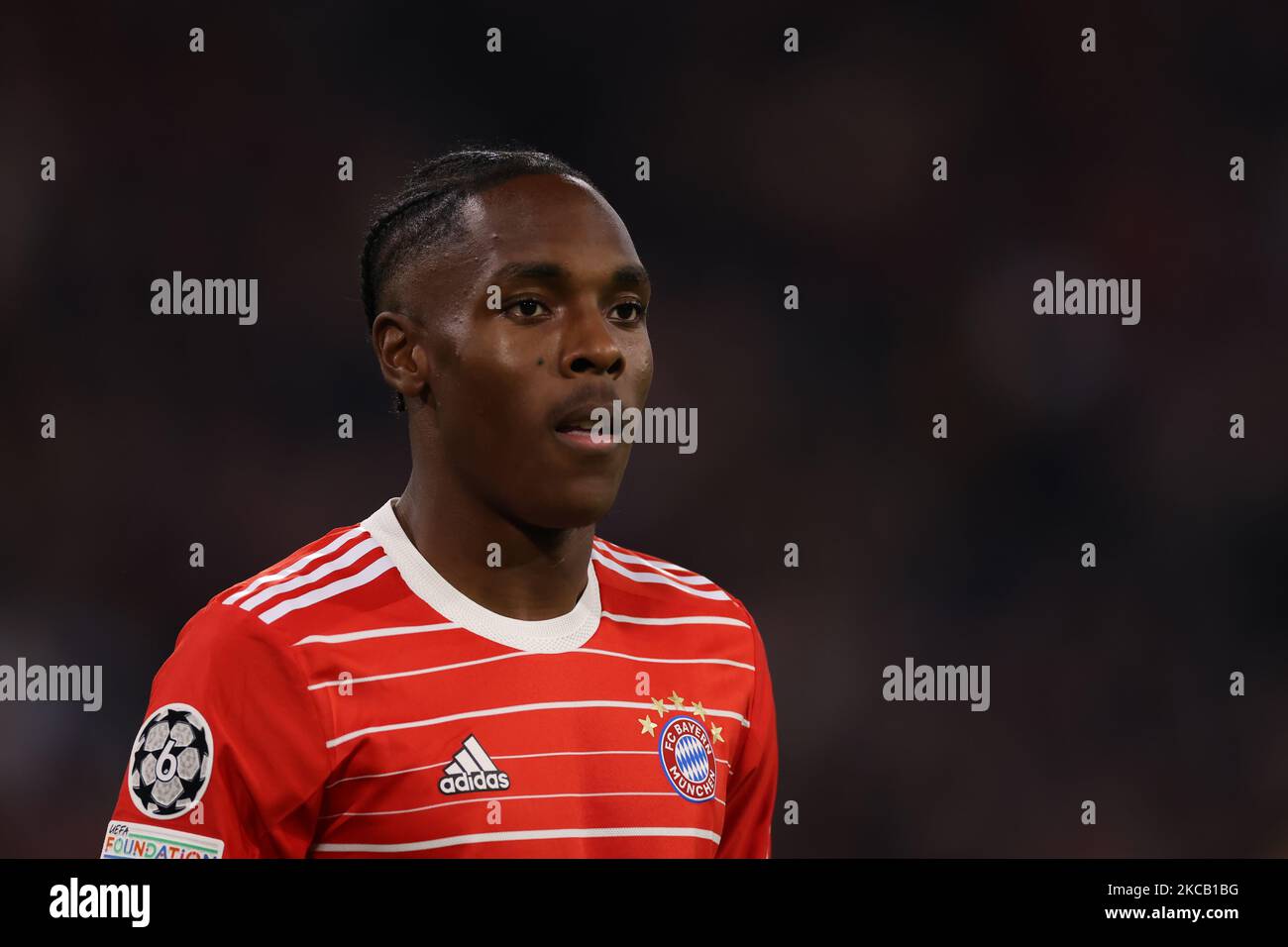 Munich, Germany, 1st November 2022. Mathys Tel of Bayern Munchen looks ...