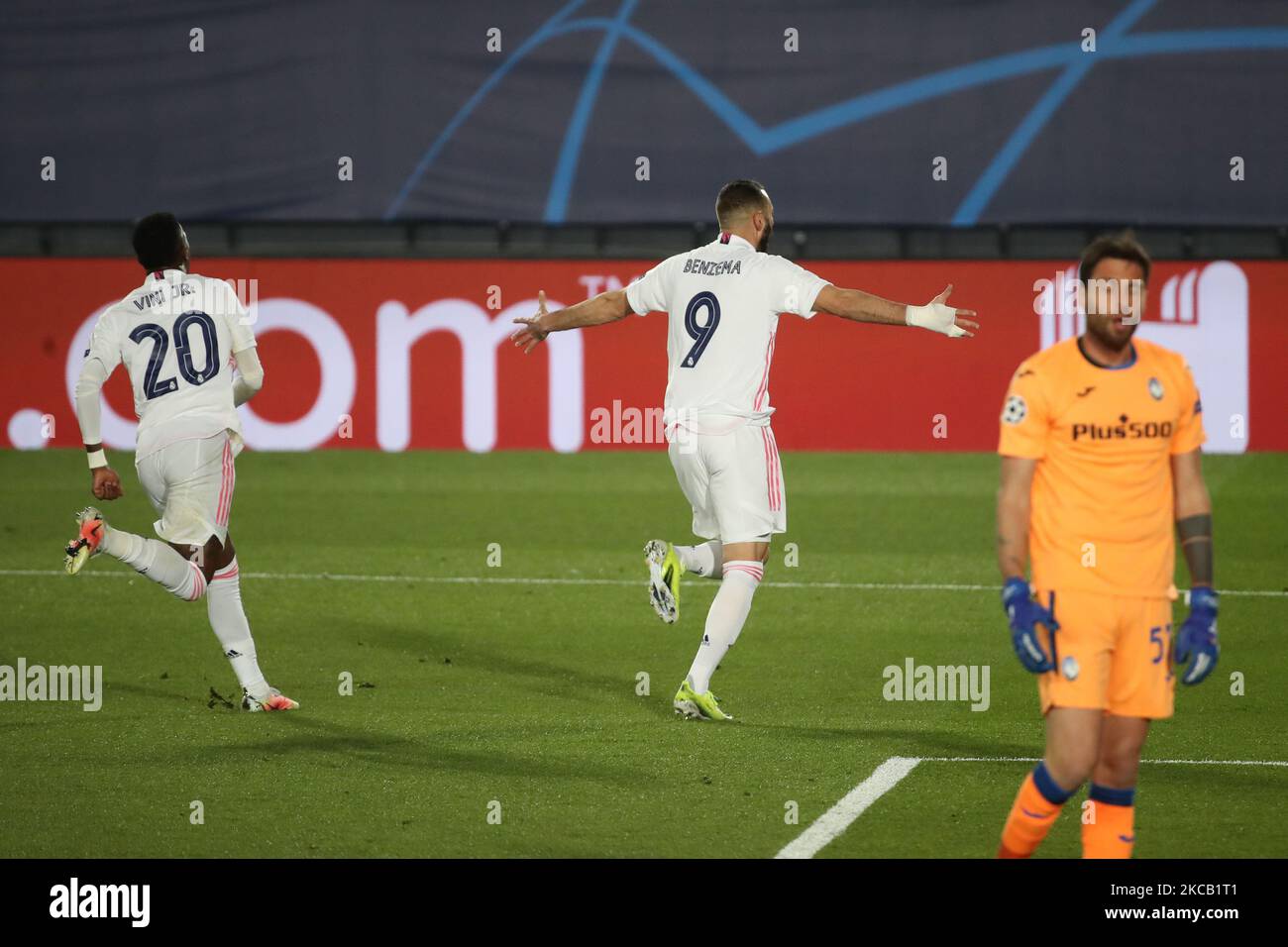 Karim Benzema of Real Madrid celebrate a goal during the UEFA Champions ...