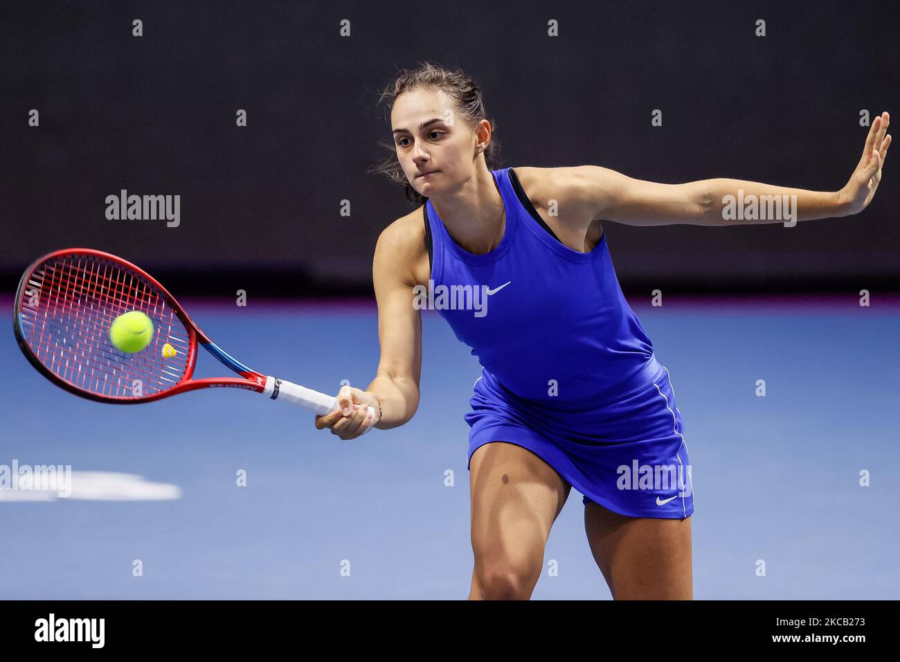 Anastasia Gasanova of Russia returns the ball to Katarina Zavatska of ...