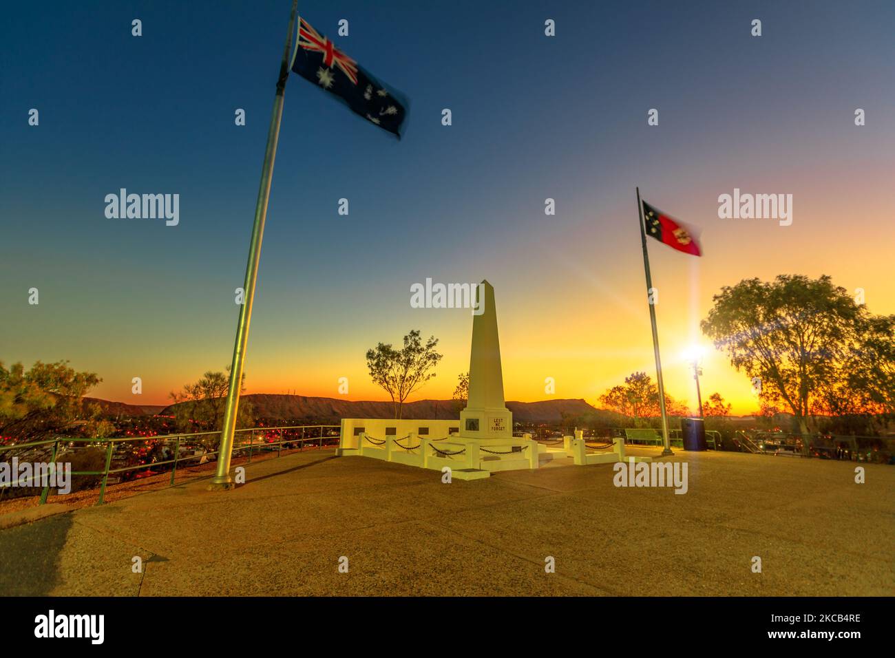 Anzac Hill War Memorial with Australia flags flying, most visited ...