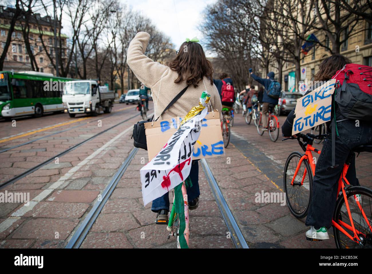 The “Bike Strike” protest by the italian Fridays for Future activists ...