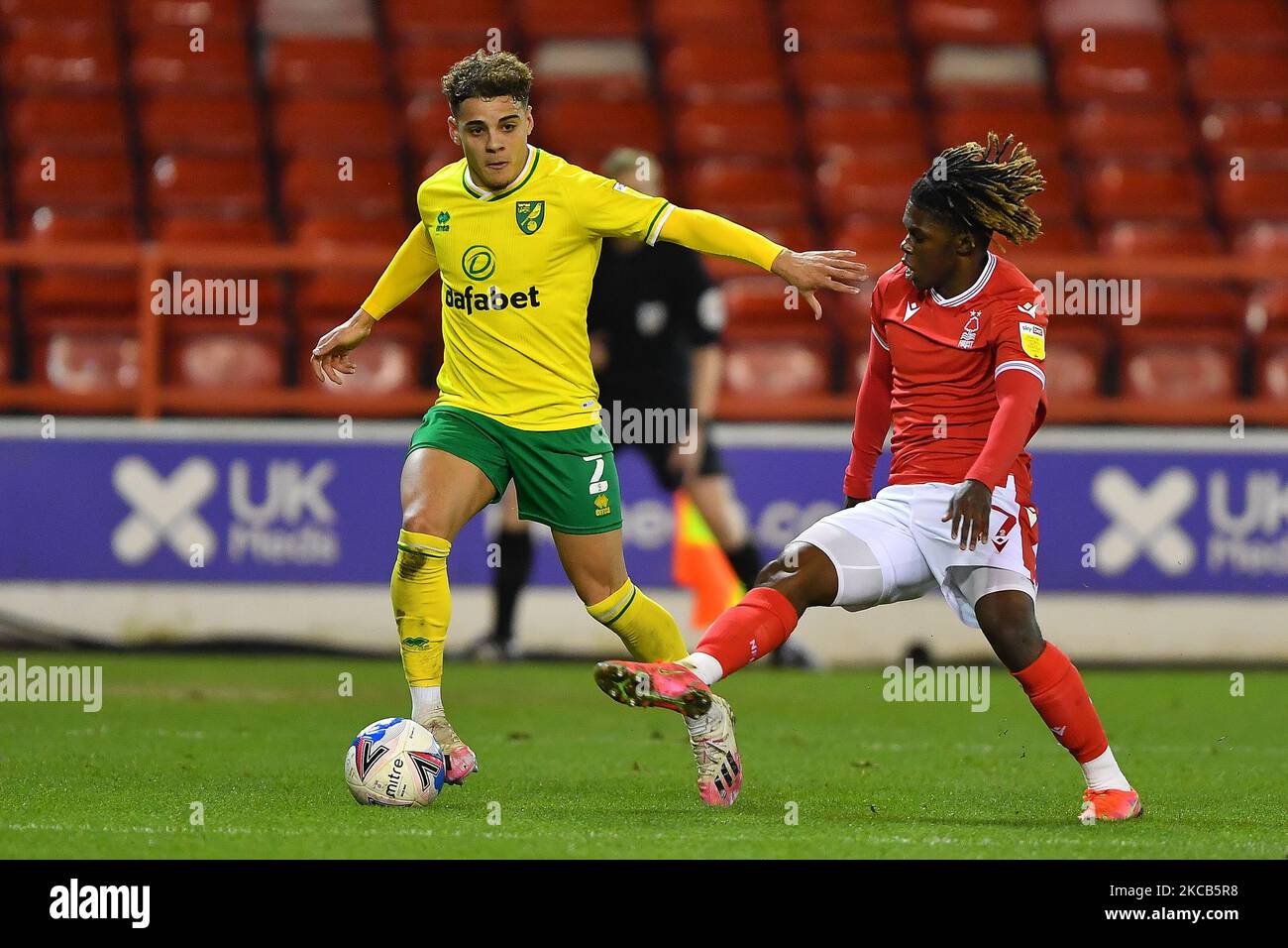 Nottingham forest tackles max aarons of norwich city hi-res stock ...