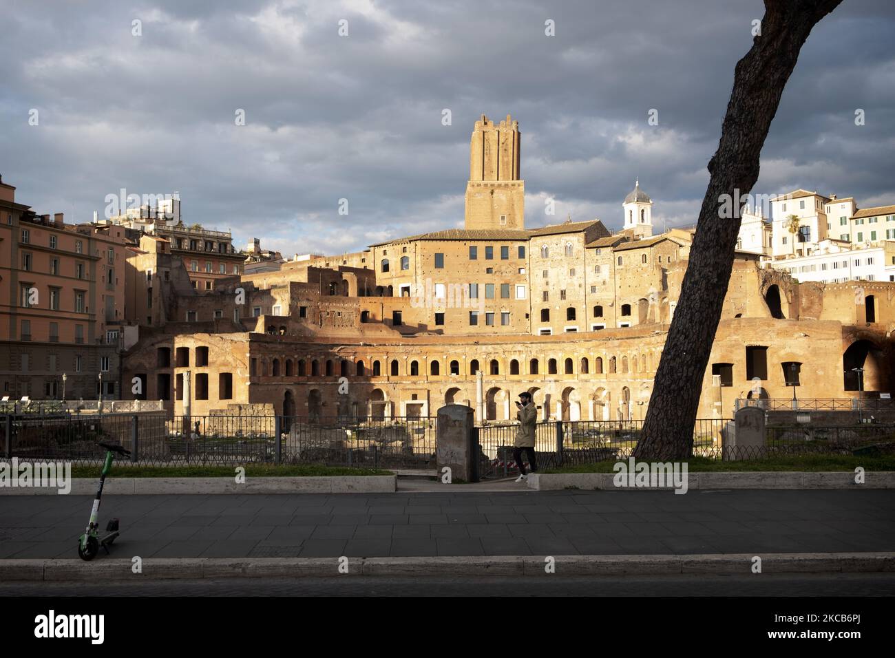 View of Fori Imperiali amid Red Zone in Rome, Italy on March 20, 2021 ...