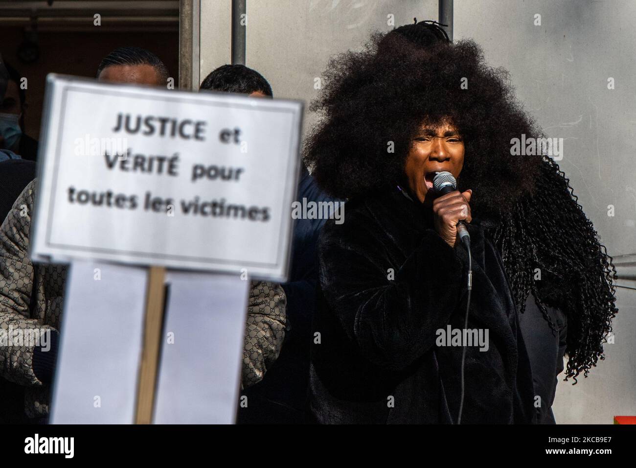 Assa Traore during a demonstration against racism, police violence and ...