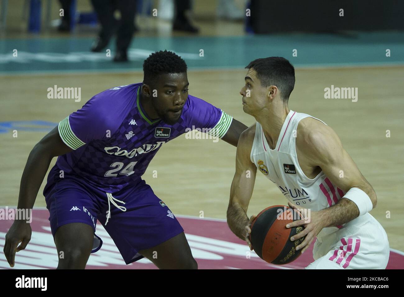 Alberto Abalde of Real Madrid in action during the ACB Endesa basketball league match between ...
