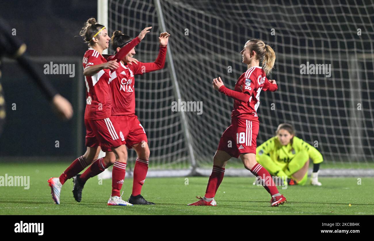 Charlotte Catinus (18) of Standard pictured celebrating with teammates ...
