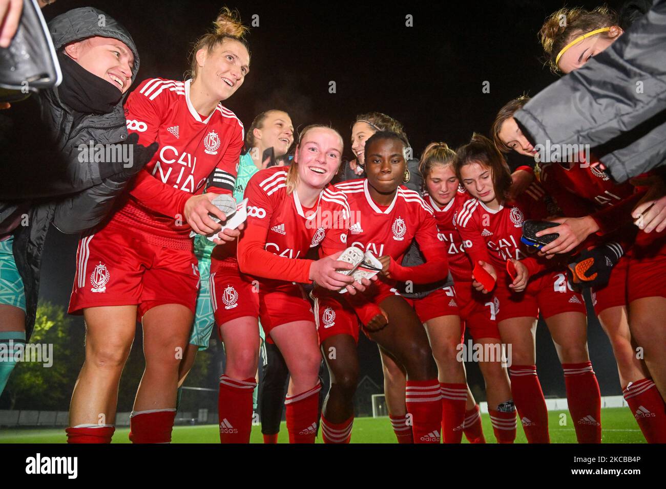 Players of Standard pictured celebrating after winning a female soccer ...