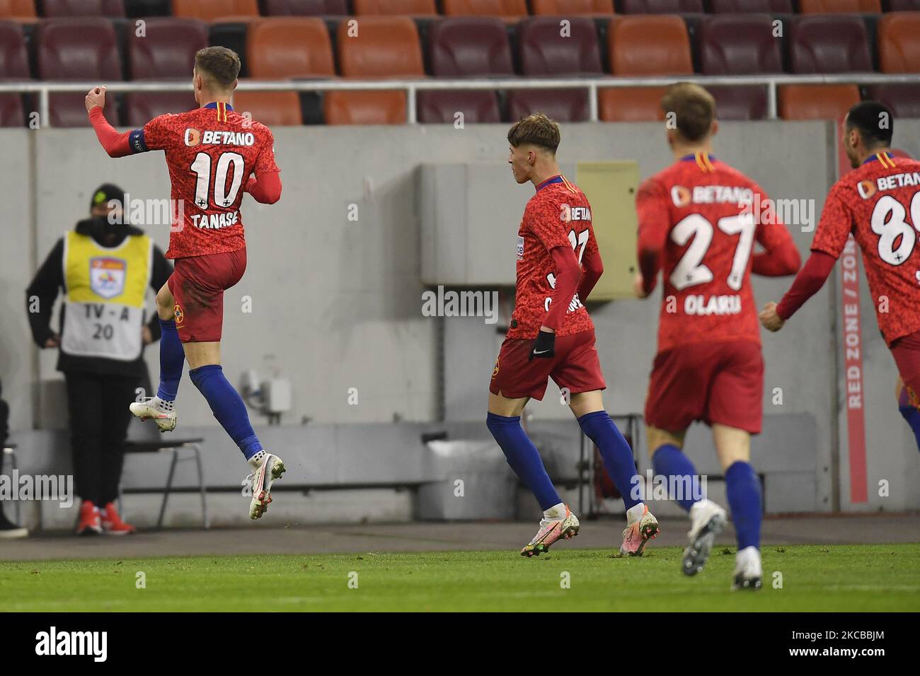 Florin Tanase, Octavian Popescu and Darius Olaru of FCSB celebrate ...