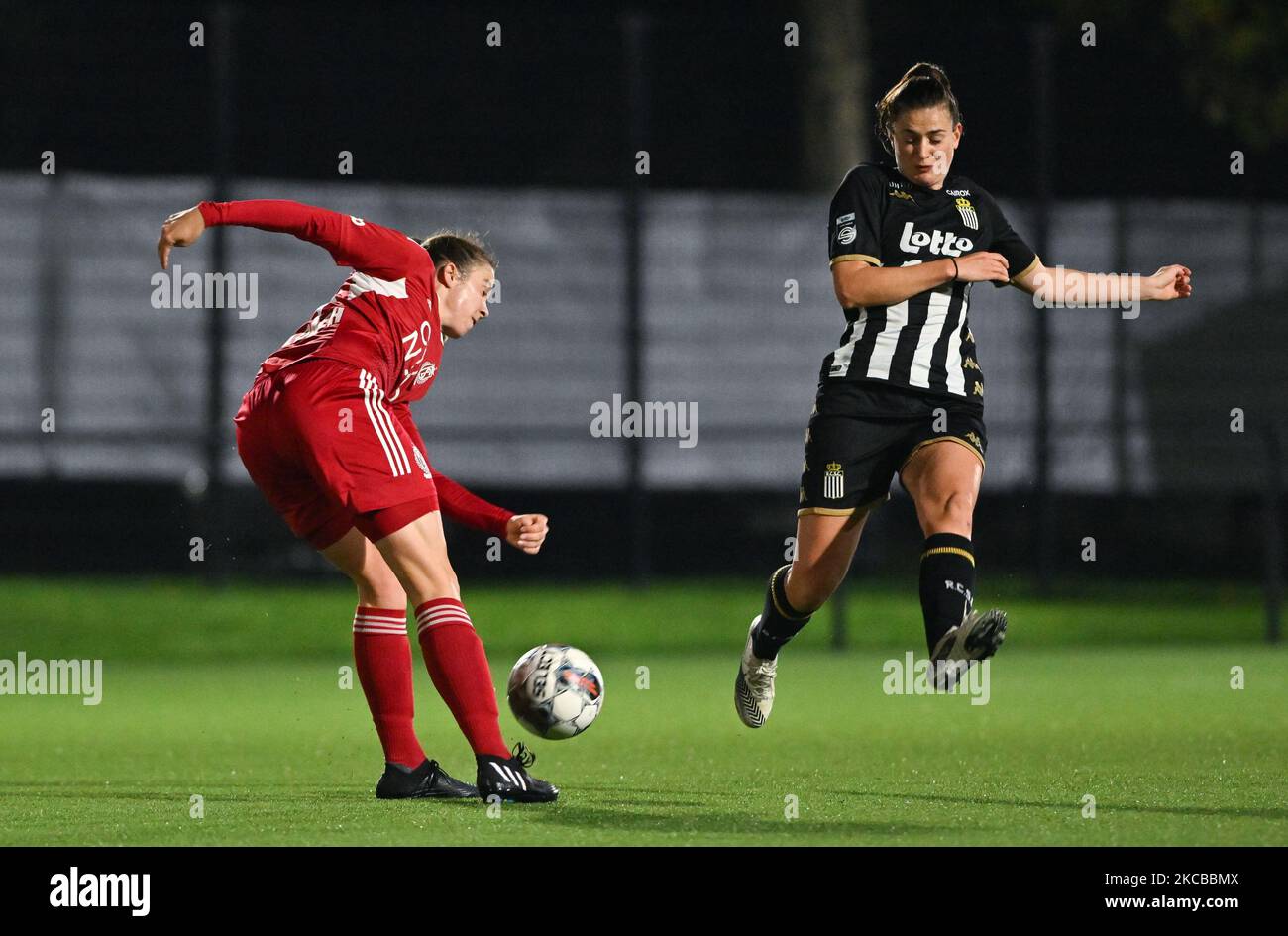 Hanne Merkelbach (25) of Standard pictured with defending Noemie ...
