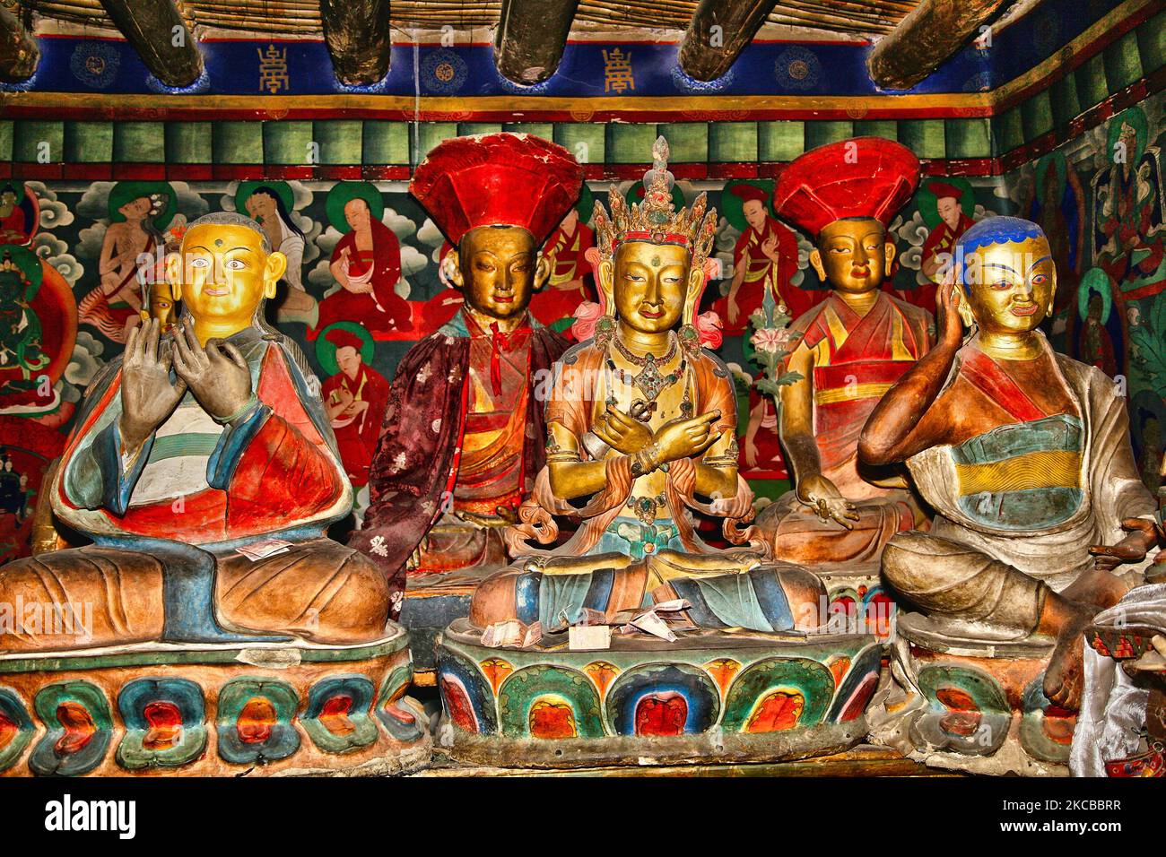 Ancient clay idols of Buddhist deitys kept in storage in the old ...
