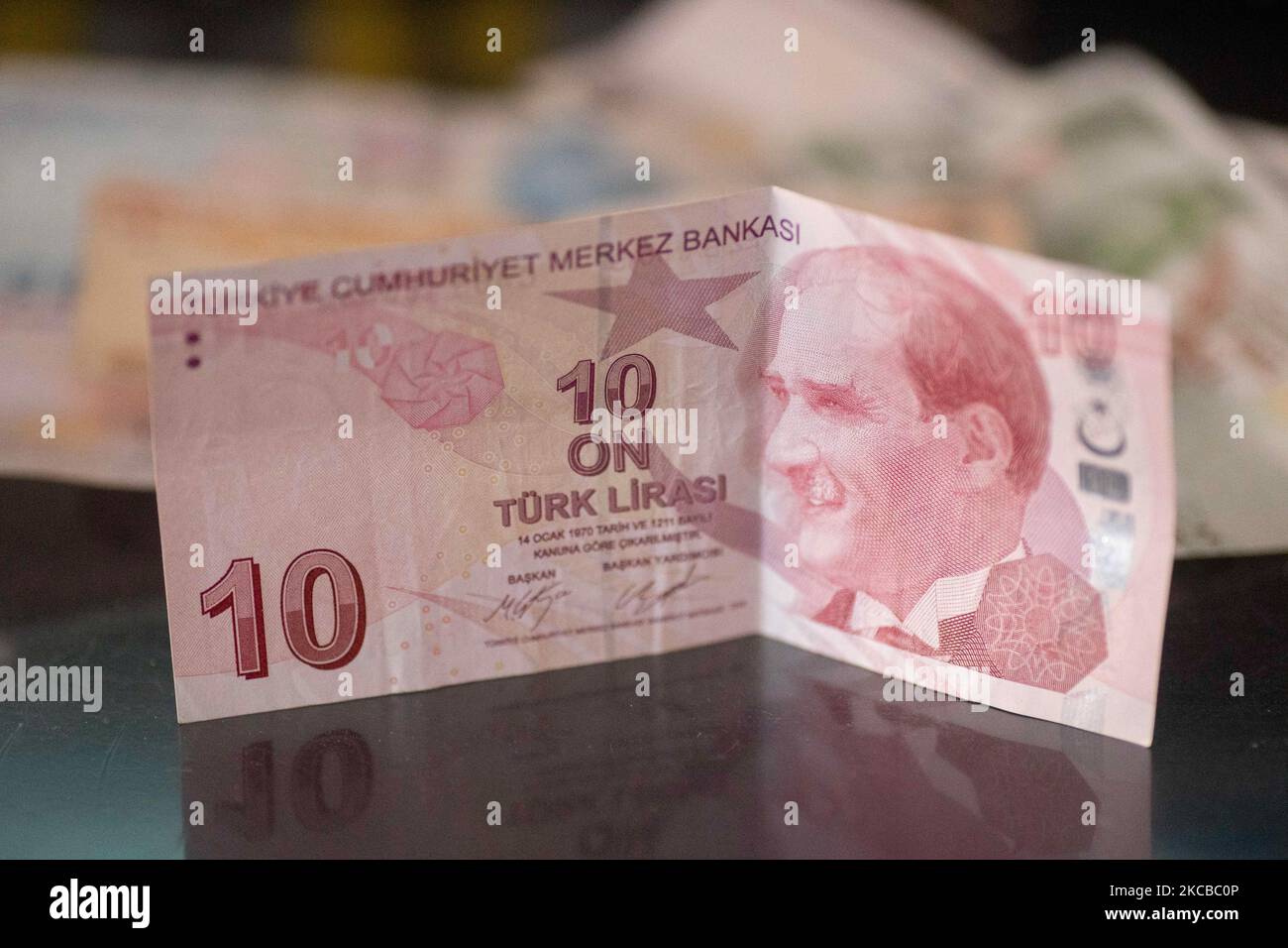 Illustration of Turkish lira banknotes, the currency of Turkey, in ...