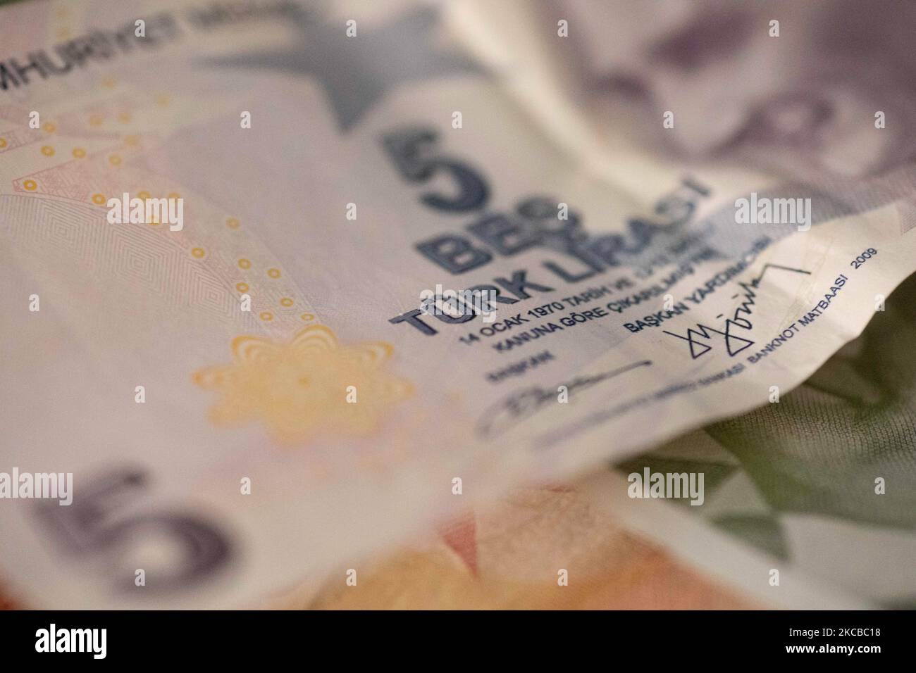 Illustration of Turkish lira banknotes, the currency of Turkey, in ...