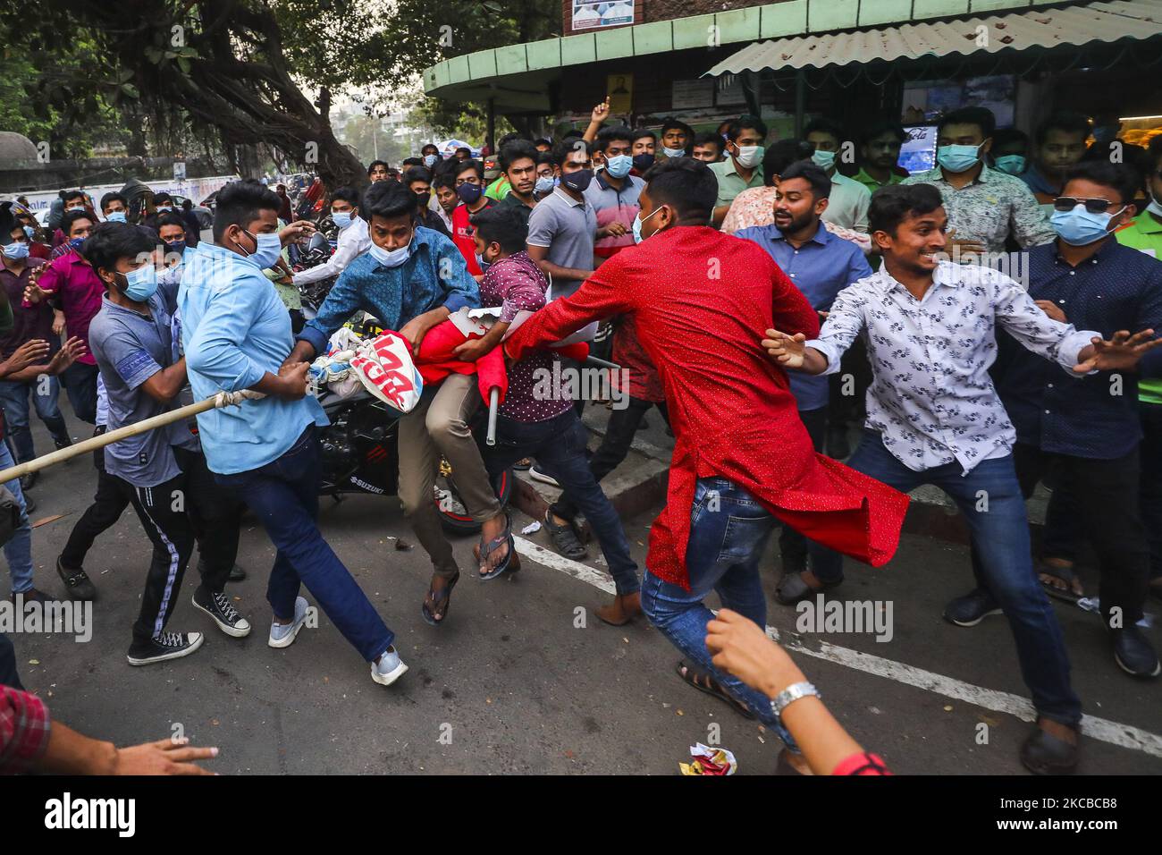 Demonstrators from various groups clash among themselves during a ...