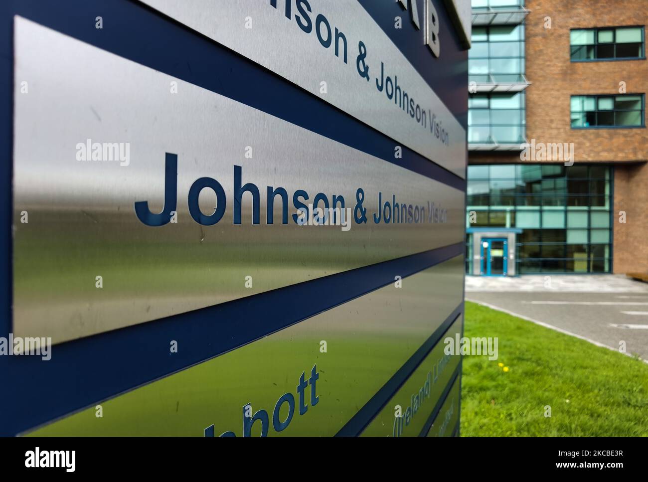 Johnson and Johnson inscription seen on the information board outside ...