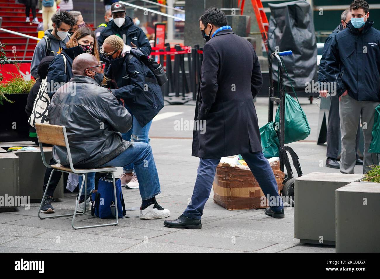 New York City Mayoral candidate Andrew Yang speaks to the media at ...