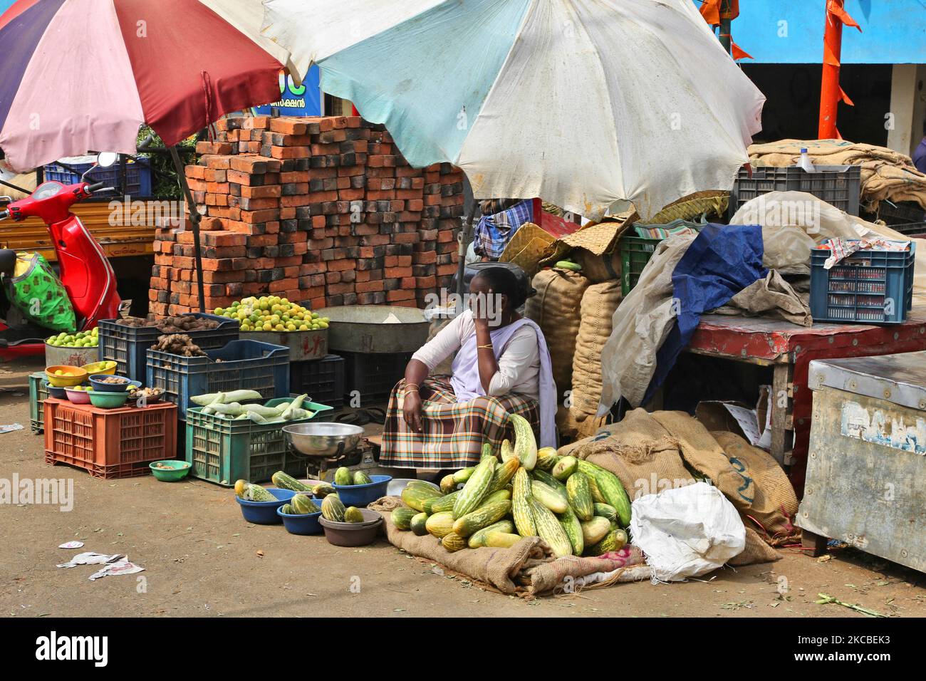 Fruit and vegetables being sold at the Chalai market in the city of ...