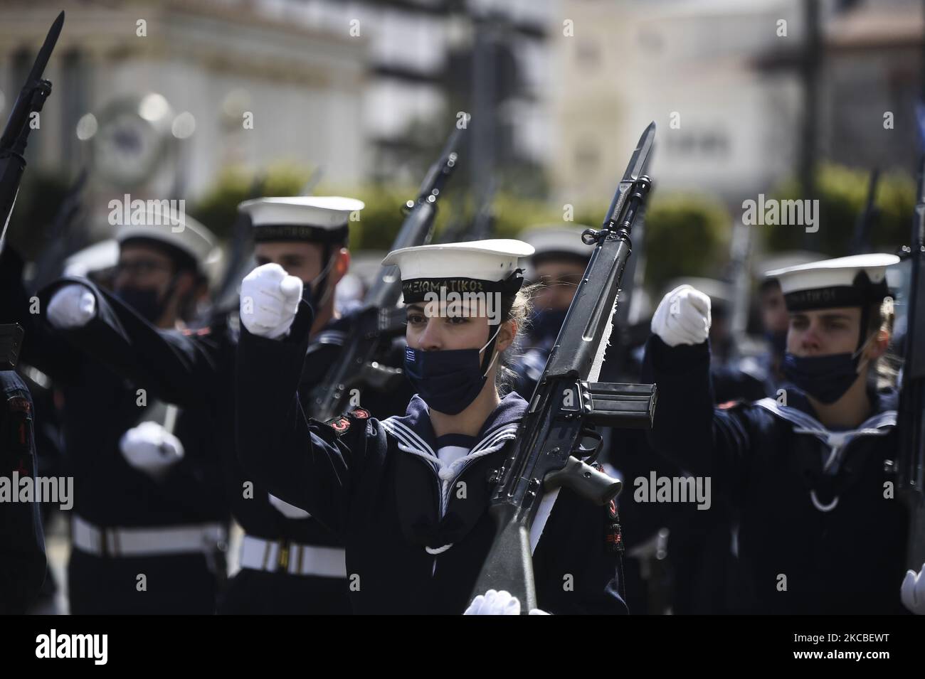 Military cadets march during a parade marking the 200th anniversary of ...