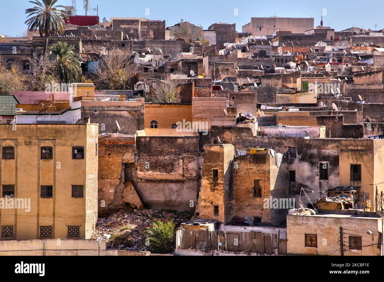 Buildings in the medina (old city) of Fez in Morocco, Africa. The ...