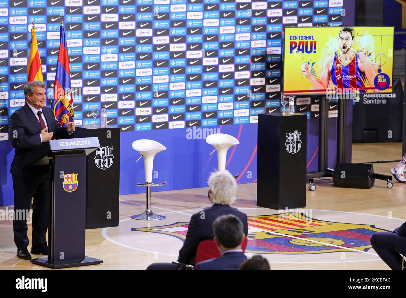 Joan Laporte, president of the club, during the presentation of Pau ...