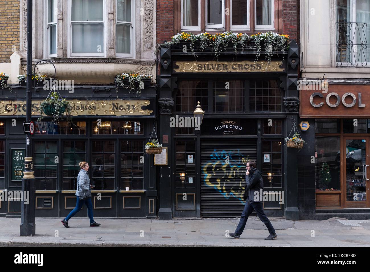 Shuttered silver cross pub hi-res stock photography and images - Alamy