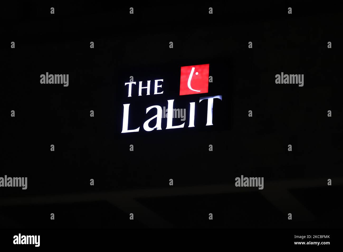 Logo of The Lalit Hotels, Palaces and resorts is seen outside a Hotel ...