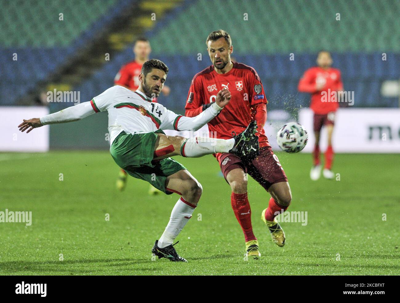 Daniel Dimov of Bulgaria is challenged by Haris Seferovic of ...