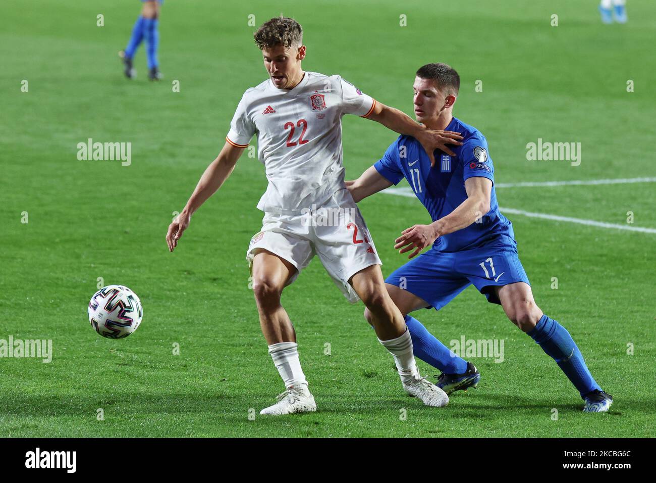 Marcos Llorente of Spain in action with Tzolis Christos of greece ...