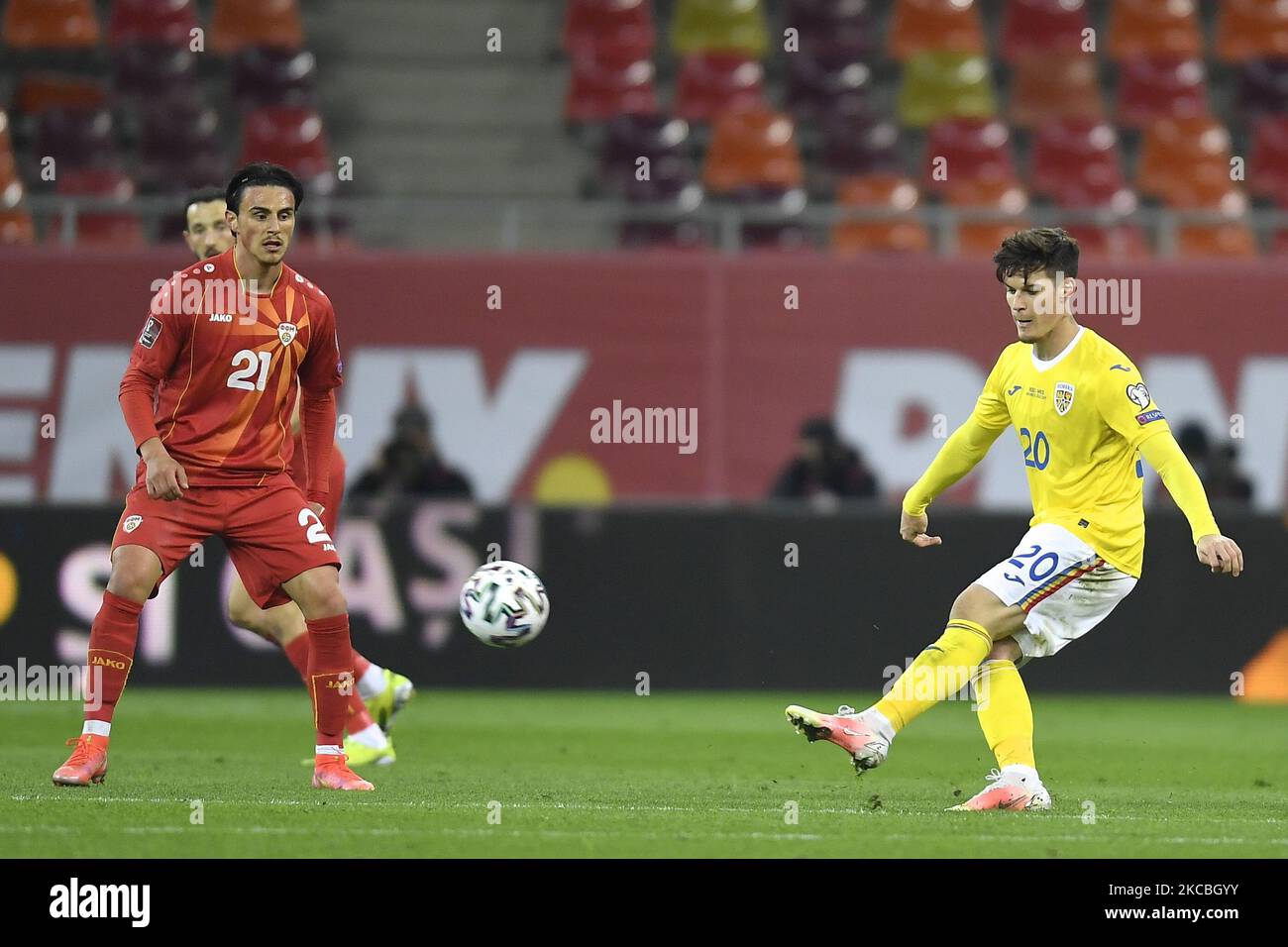 Eljif Elmas and Dennis Man during the FIFA World Cup Qatar 2022 ...