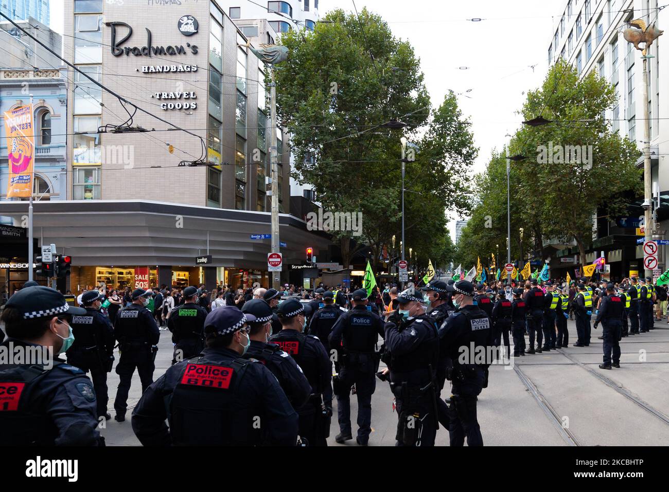 A general view of Bourke Street as an overwhelming amount of police ...