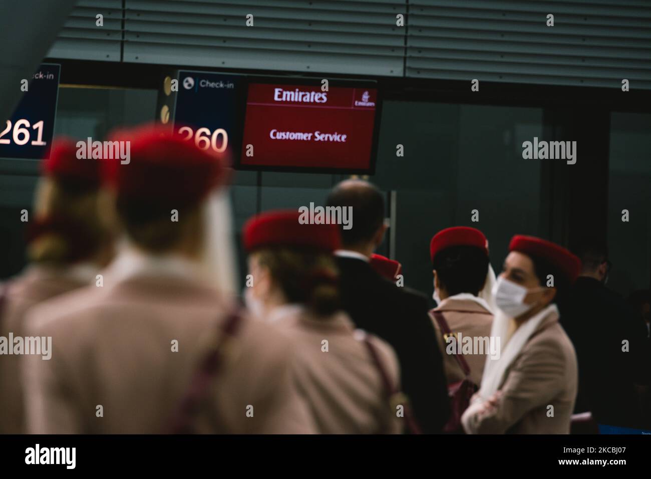 General view of Emirates check in counter at Duessedorf airport ...