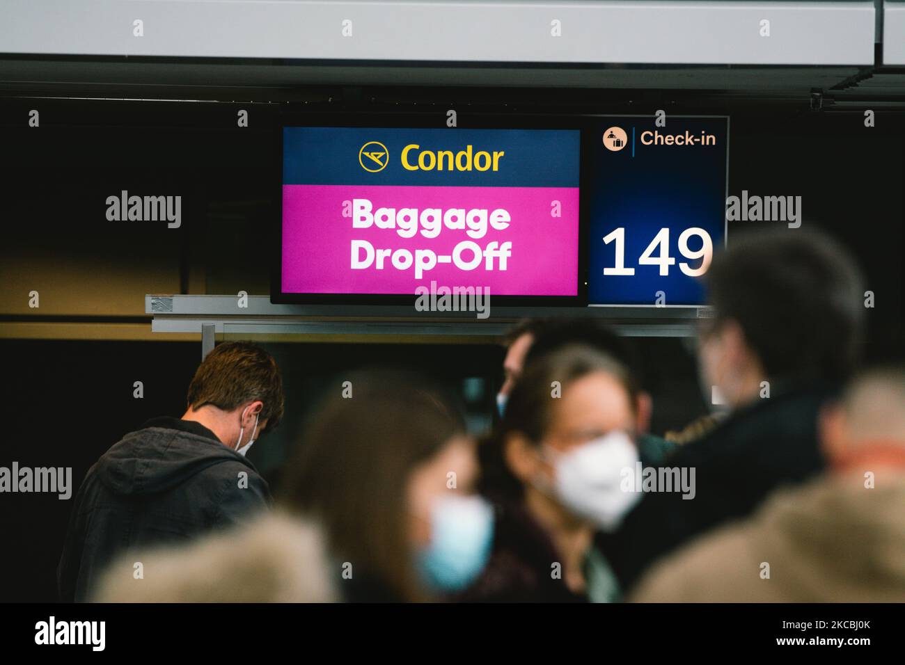 General view of Condor check in counter at Duessedorf airport, Germany ...