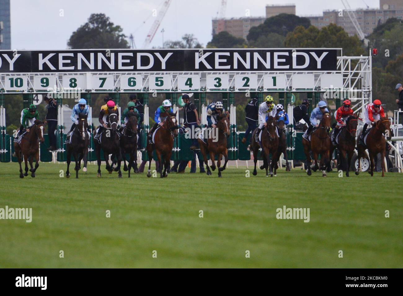Melbourne, Australia. 03rd Nov, 2022. Jockeys and people take part ...