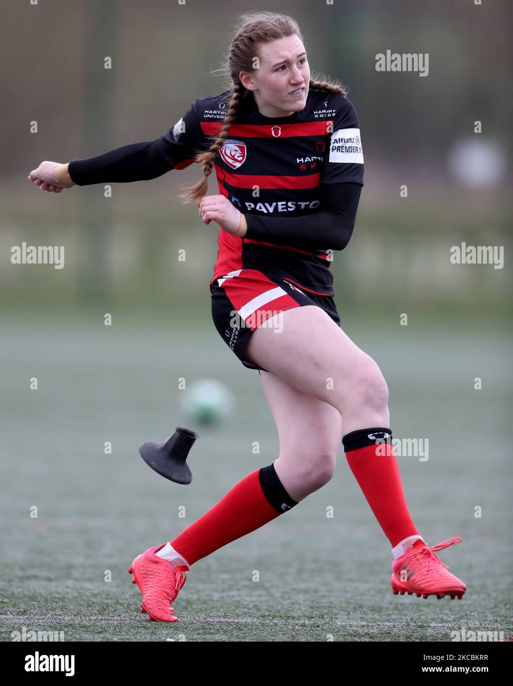 Connie Powell of Gloucester Hartpury goes over for a try during the ...