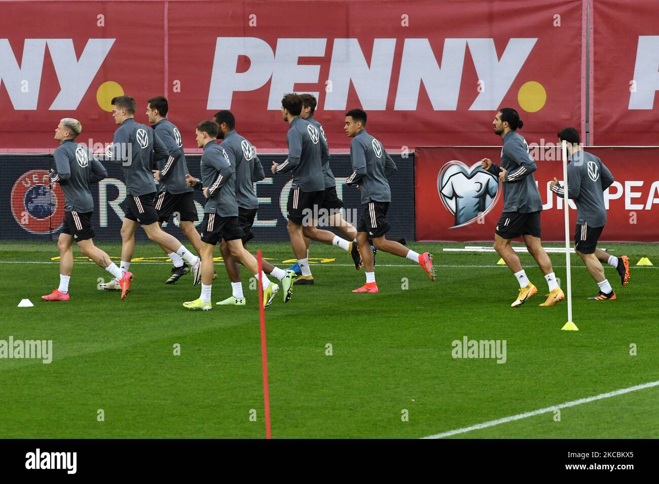 German players during the official training of Germany's national ...